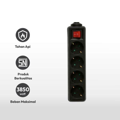 Jual Stop Kontak On Off Colokan Kabel Lubang 4 Hitam - Kota Denpasar ...