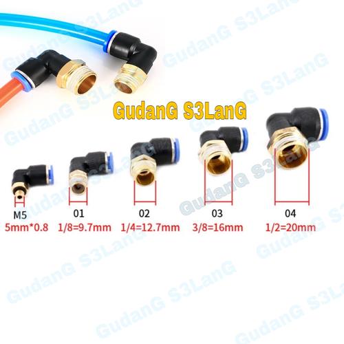 Jual Sambungan L Drat Selang PU 12mm Fitting Elbow Mist Pneumatic Angin Pompa DC - 12 x drat 1/8 ...