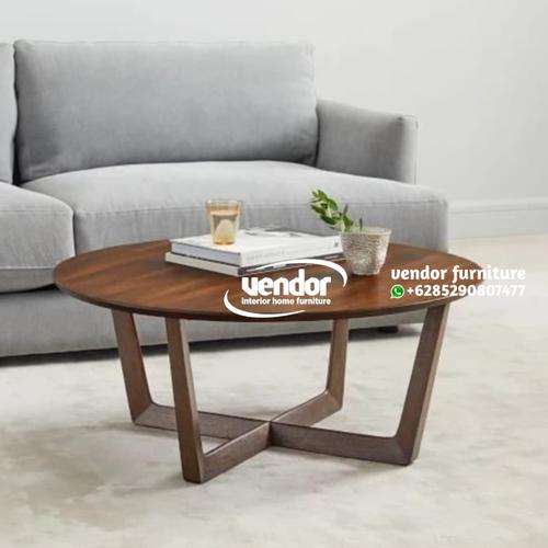 Jual Meja Kopi Bulat Meja Kayu Jati Solid Meja Ruang Tamu Coffee Table ...