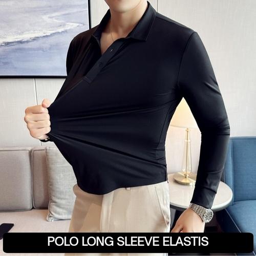 Promo kaos polo pria long sleeve elastis slimfit dewasa kasual distro ...