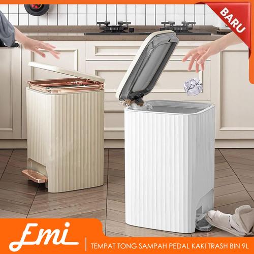Jual Tempat Sampah Pedal Kaki Trash Bin Tong Sampah Injak Minimalis Aesthetic 9L - Cream, 9L ...