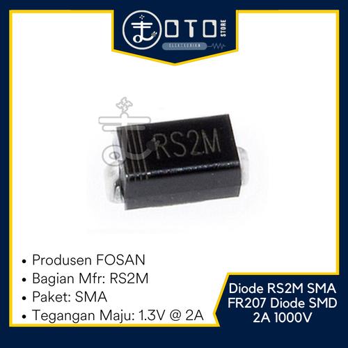 Jual Diode RS2M SMA FR207 Diode SMD 2A 1000V Dioda RS2M FR207 - Kota ...