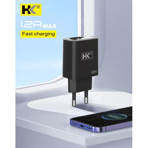 Promo HK D59 Charger Single Port USB Fast Charging 5V 1.2A Free Micro ...
