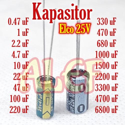 Jual 1-20Pcs kapasitor elco 25 volt 0.47 uF 1 uF 2.2 uF 4.7 uF 10 22 uF 47 100 220 330 470 680 ...