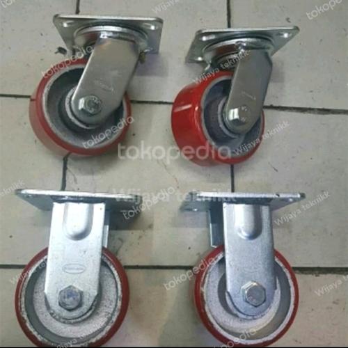 Jual Roda Pu Heavy Duty 3 inch roda 3" merah kapasitas 800 kg roda ...
