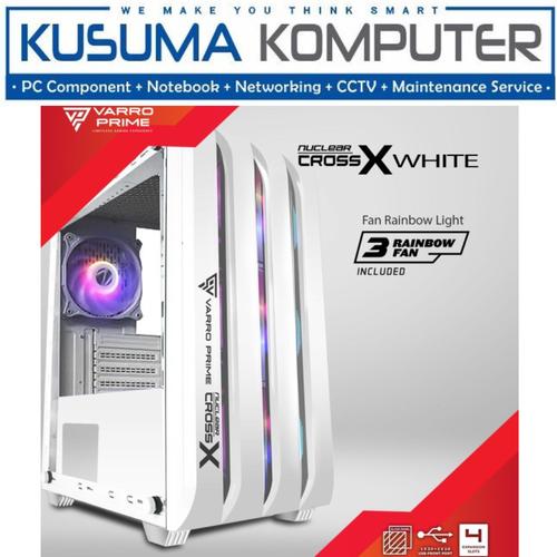 Jual Casing Varro Prime Nuclear Cross X White Black + 3 Fan RGB - Putih ...