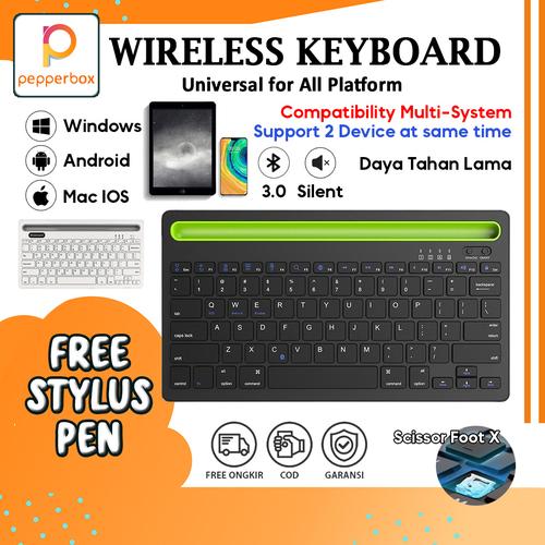 Jual Keyboard - Dual Bluetooth Wireless Keyboard Nirkabel Rechargeable ...