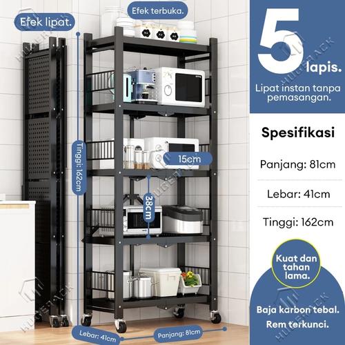 Jual Rak Lipat Besi / Rak Besi 5 Susun / Rak Lipat Portable / Rak Dapur ...