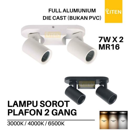 Jual Kap Lampu Sorot Plafon 2 ARAH KEMBAR Ceiling Spotlight Track 7w ...