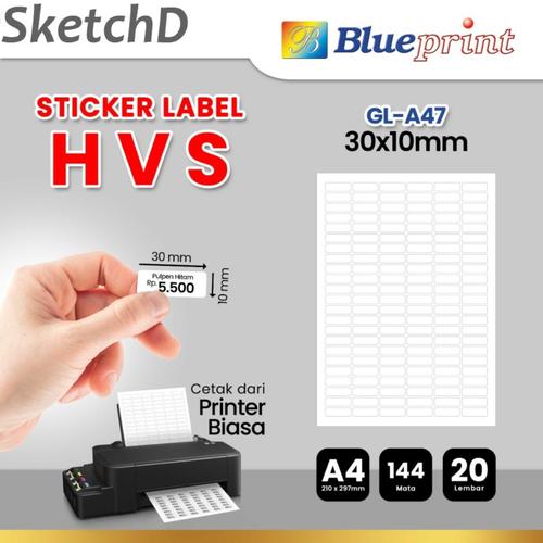 Jual Kertas Stiker label HVS A4 30 x 10 mm Blueprint Sticker Barcode ...