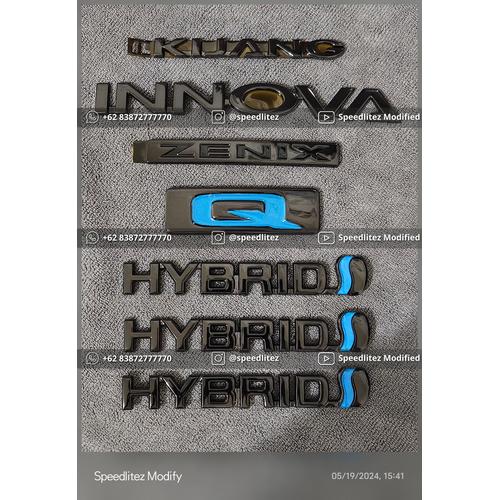 Jual Logo Emblem Black Chrome Tulisan Toyota Zenix + Innova + Hybrid ...