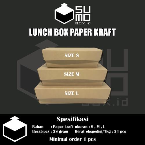 Jual Lunch Box Paper Kraft ukuran M L /Kotak Makanan Kertas Laminasi ...