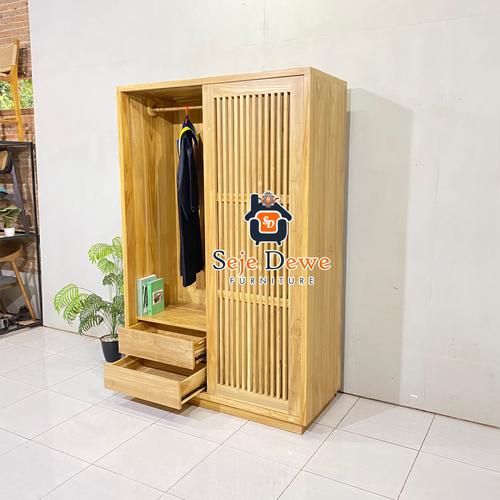 Jual almari pakaian minimalis 2 pintu geser, almari minimalis 2 pintu ...