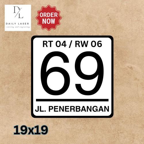 Jual SIGNAGE NOMOR RUMAH AKRILIK 19X19 MOTIF STICKER PUTIH POLOS/KAYU ...