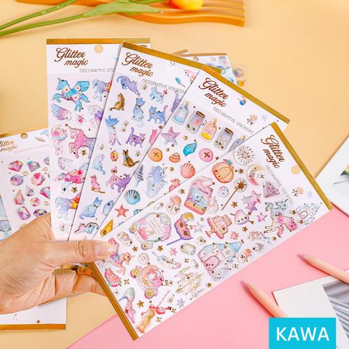 Jual KAWA Stiker Timbul 3D Lucu Glitter Magic Cute List Gold Emas Blink ...