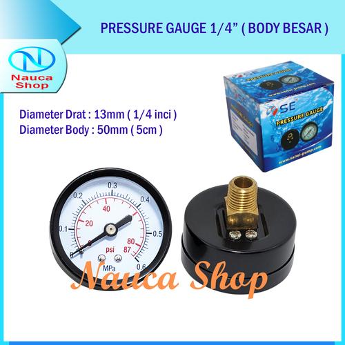Jual PRESSURE GAUGE BODY BESAR (DRAT 1/4 INCI) ALAT UKUR TEKANAN POMPA ...