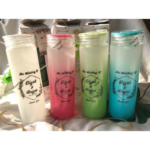 Promo Souvenir Botol Kaca Doff Warna Tumbler Minum Slim Tali Karet ...