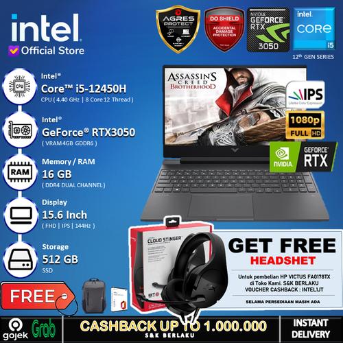 Promo HP Victus 15 FA0178TX - RTX3050 I5 12450H 16G 512SSD 15" FHD IPS ...