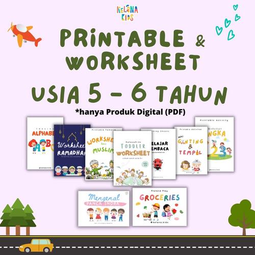 Jual Ready Now Printable Worksheet Lembar Kerja Anak 5-6 Tahun TK PAUD ...