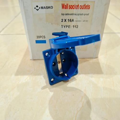 Jual MASKO Stop Kontak Industrial 2P 16A Waterproof IP44 Socket Panel Mounting 112 - SNI - Kota ...