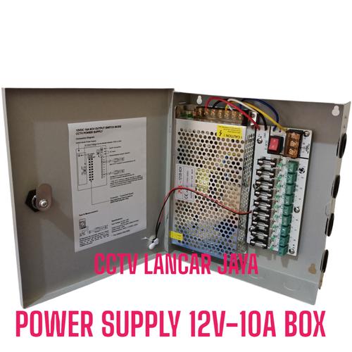 Jual Power Supply BOX 10A 12v 9 CH cctv / psu 12V 10A box panel ...