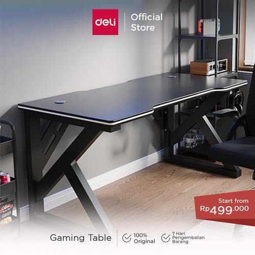 Promo Deli Meja Gaming / Meja Komputer / Gaming Table Hitam Box Kabel ...