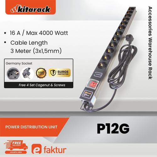 Jual KITARACK PDU 12 Lubang Stop Kontak Power Distribution Unit 1U 12 ...