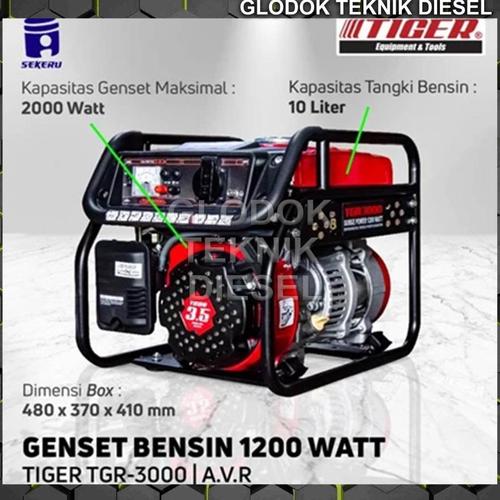 Jual Genset Gasoline Generator 1200 1000 WATT BENSIN PORTABLE TIGER TGR ...
