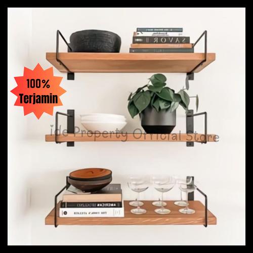 Promo (PREMIUM) Rak Dinding Ambalan KAYU ASLI Aestetic Serbaguna Papan ...