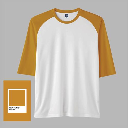Promo RAGLAN BASIC MUSTARD WHITE - COTTON KENARI ( Kaos polos raglan ...