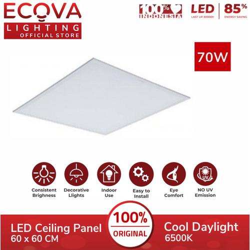 Jual ECOVA Ceiling Light Panel LED 70w 70 watt 60x60 Lampu Downlight ...