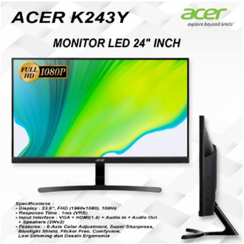 Jual Monitor Led Acer 24 inch K243Y 100Hz 1ms FHD IPS FreeSync VGA HDMI ...