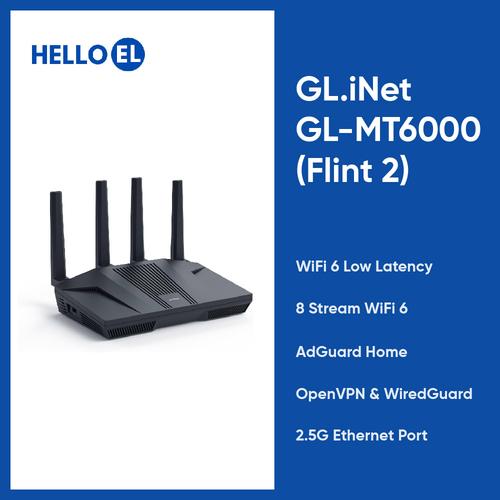 Jual GL.iNet GL-MT6000 Flint 2 WiFi 6 2 x 2.5G Multi-Gig Port OpenVPN ...