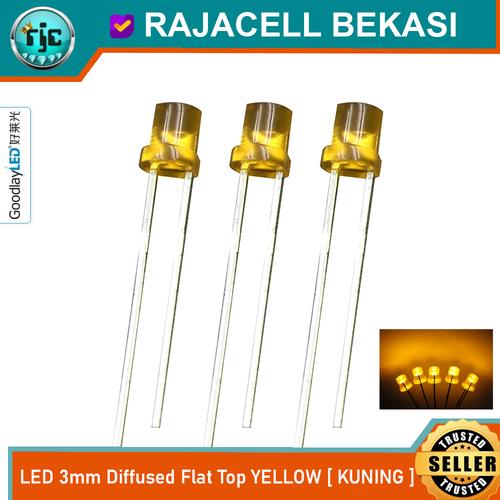 Jual LED 3mm Diffused Yellow Kuning Flat Top 2P Body Diffused Cahaya ...