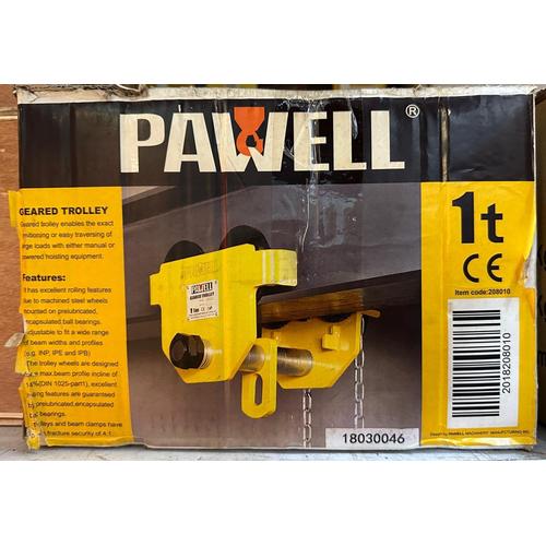 Jual Gear troli hoist takel manual PAWELL USA . Geared trolley 500kg sd ...