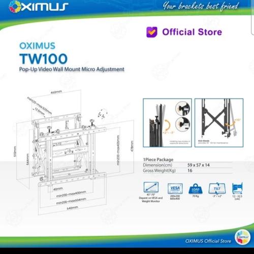 Jual Bracket Oximus TW100 Led TV Video Wall Pop Up Tilt Micro ...