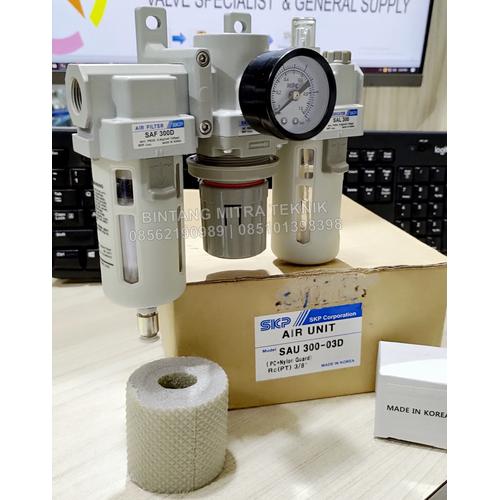 Jual AIR FILTER REGULATOR LUBRICATOR SKP SAU 300-03D + BRACKET & GAUGE ...