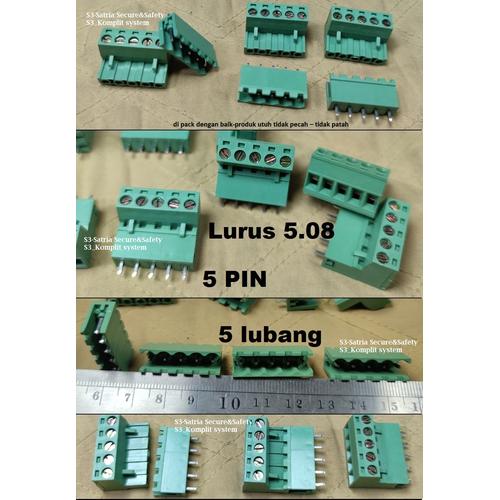 Jual lurus 5.08 5p Plugable 5,08 5pin Terminal kabel Block hijau blok 5 ...