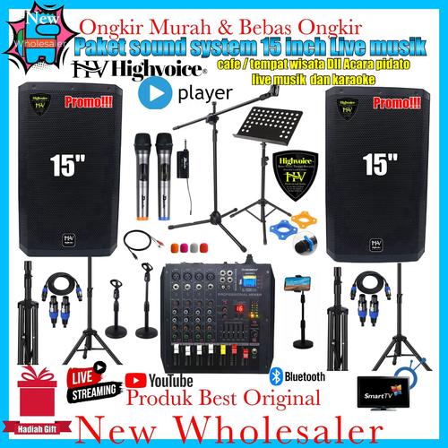Jual Paket Sound System live musik dan karaoke 15 INCH highvoice Pro audio Cafe resto Tempat ...