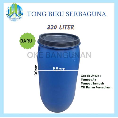 Jual Tong biru drum air tempat sampah ember baskom besar serbaguna 220 ...