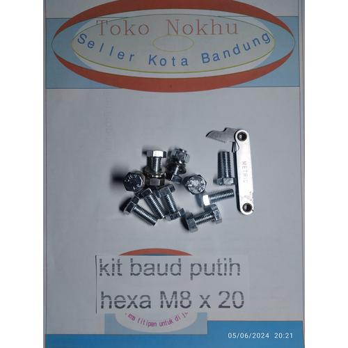 Jual baud hexagonal putih M8x20 type verzing putih merk UNS - 4.6 ...