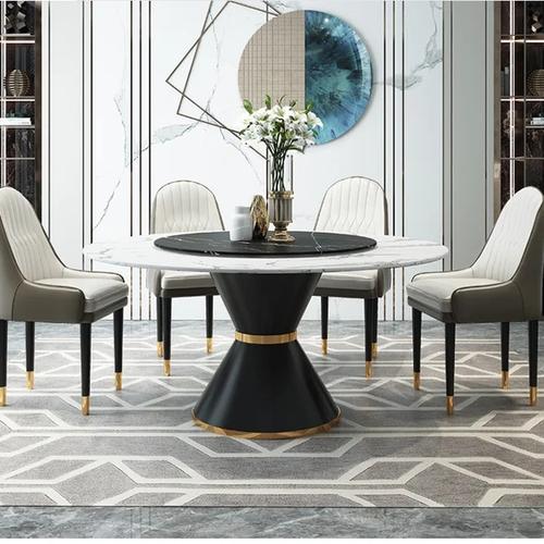 Jual Meja makan modern stainless list gold top marmer-Meja makan top ...