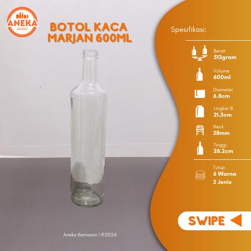 Jual Botol Kaca Marjan 600ml Botol Madu 600ml Polos - Seng Drat Hitam ...