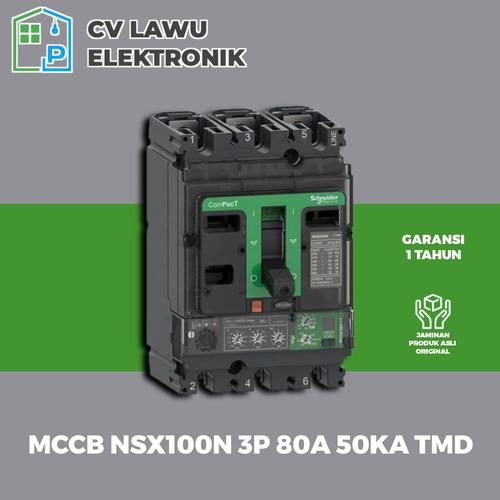 Jual MCCB NEW NSX100N SCHNEIDER 3P 80A 50KA TMD COMPACT C10N3TM080 ...