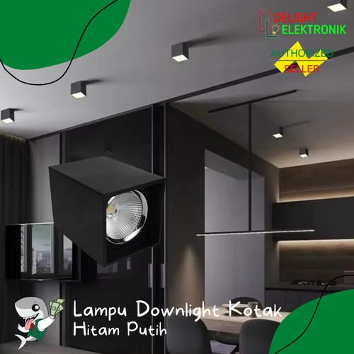 Jual Kap Lampu Downlight Outbow Fitting E27 Kotak Hitam Putih - Hitam ...