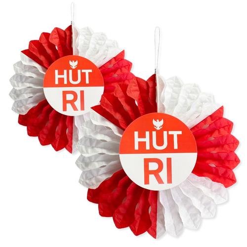 Jual DEKORASI KANTOR BULAT SNOW PAPER CRAFT PAPERFAN MERAH PUTIH GLOSSY ...