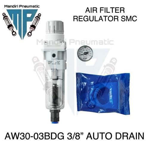 Jual Air Filter Regulator auto drain smc AW30-03BDG 3/8" gauge+bracket ...
