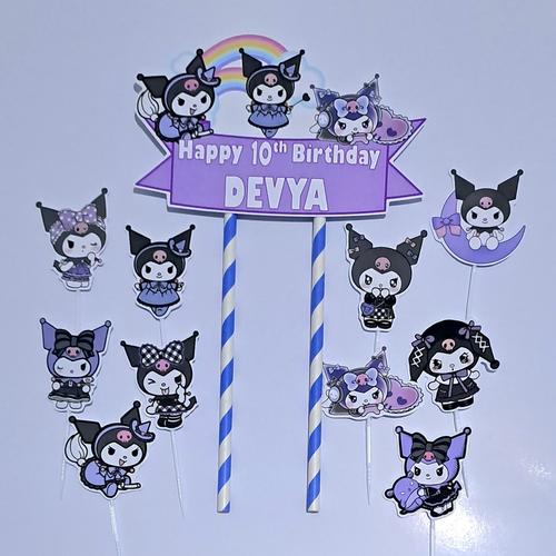 Jual TOPPER CAKE - HIASAN KUE GAMBAR KUROMI HITAM UNGU BISA CUSTOM NAMA ...