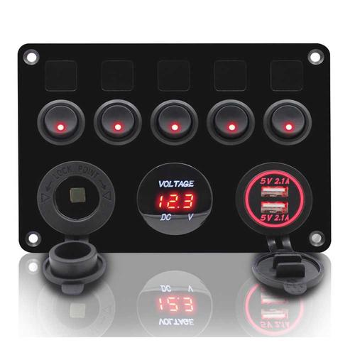 Jual Saklar Panel Mobil RV Yacht 5 Way USB Voltmeter DC 12/24V ...