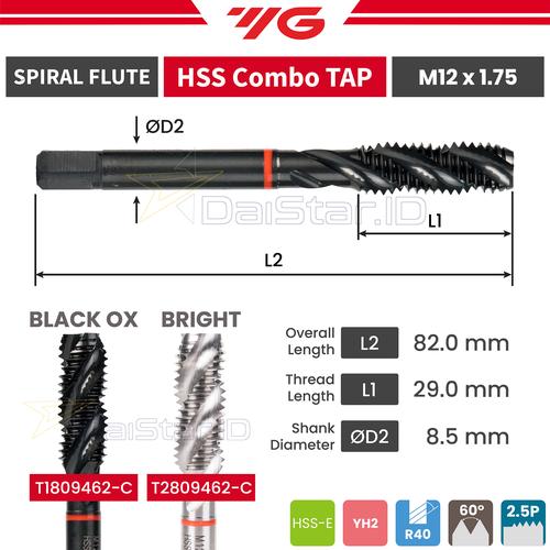 Promo YG-1 HSS Machine Tap Spiral M2|M2.5|M3|M4|M5|M6|M8|M10|M12|M14|M15|M16|M20|M22|M24 x Pitch ...
